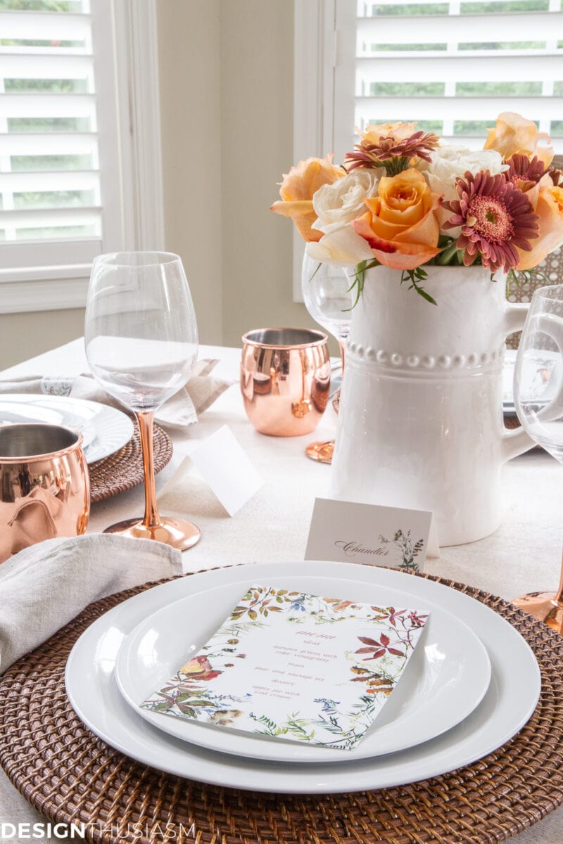 Fall Printables for the Table: Menus, Place Cards and Napkin Rings