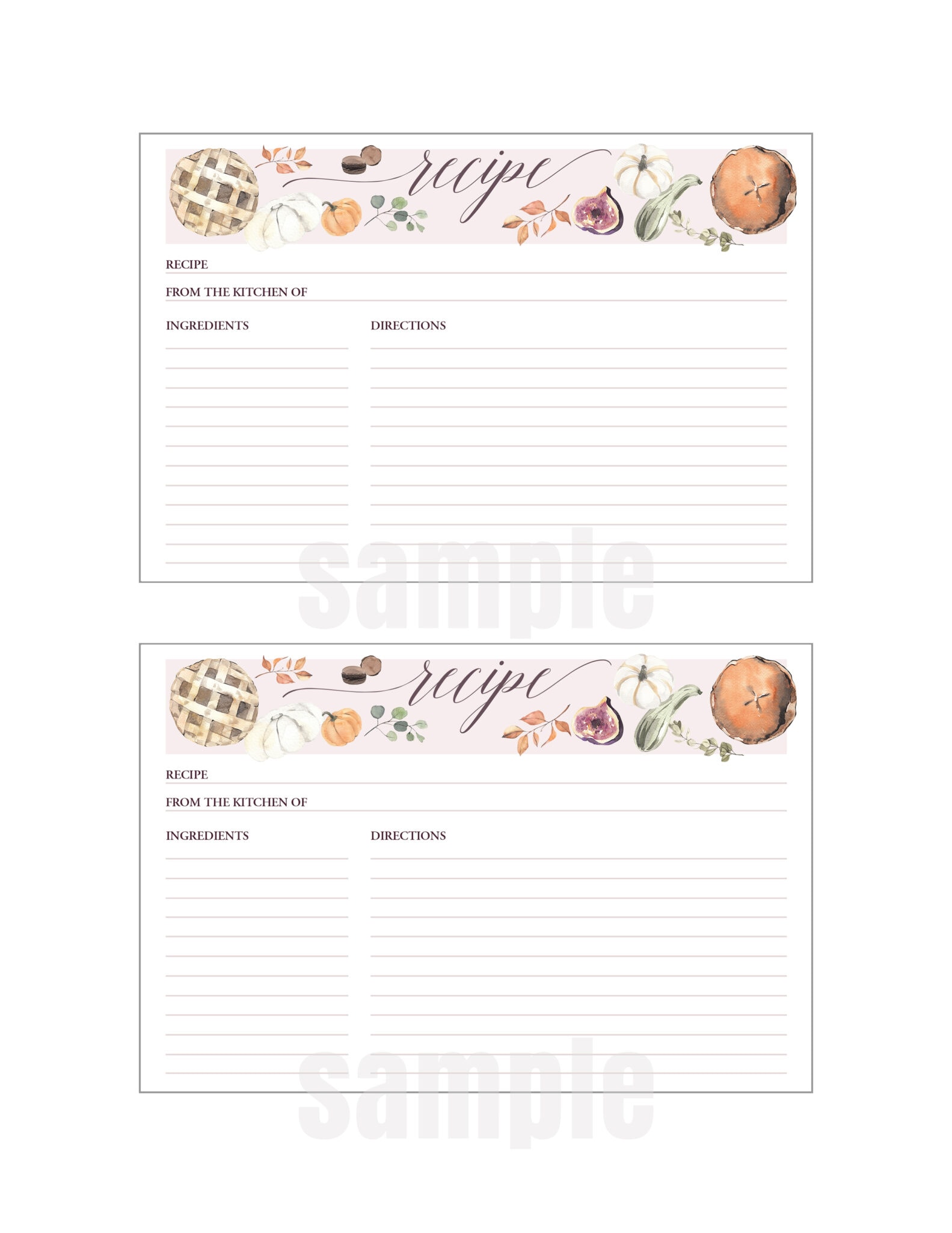 Recipe Cards: Free Printable Recipe Cards for Fall & Thanksgiving