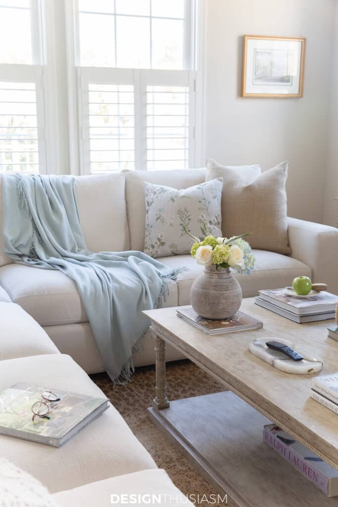 Tranquil Spring Decor Using a Soft, Light Spring Color Palette
